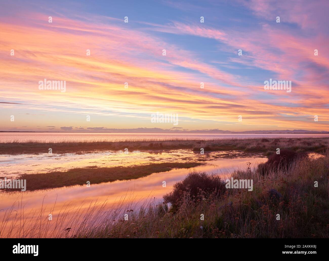 Lake Ellesmere, Canterbury, South Island, New Zealand, Oceania Stock ...