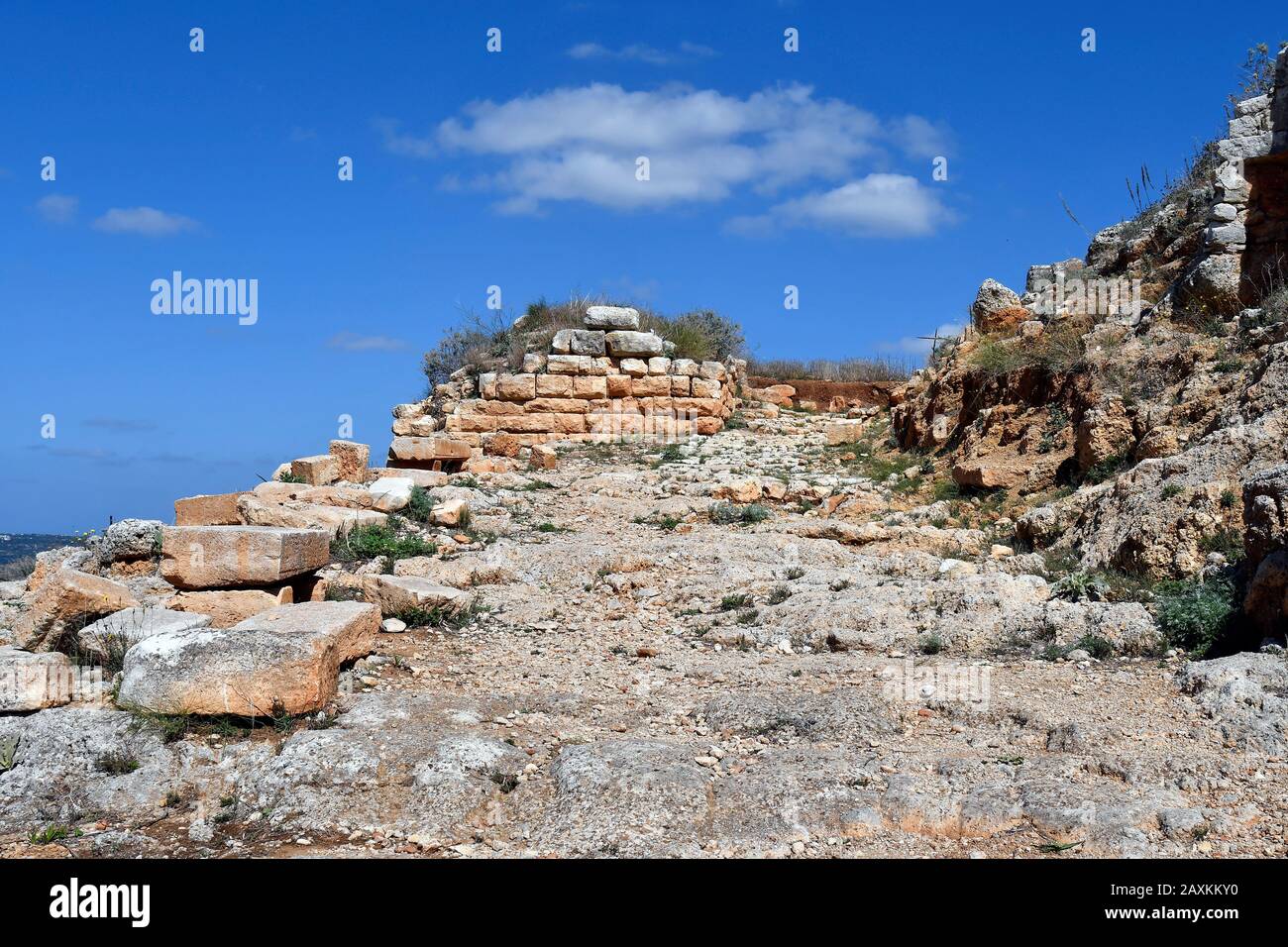 Greece, road in ancient Minoan ruins of Aptera Stock Photo - Alamy