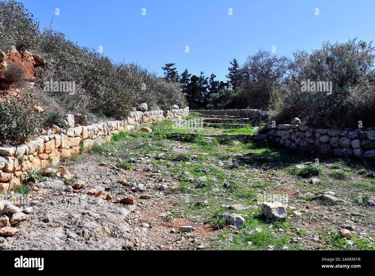 Greece, street in ancient Minoan ruins of Aptera Stock Photo - Alamy