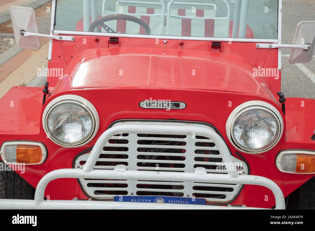 Mini Moke convertible fun car seen on City Beach, Pert, Australia Stock ...