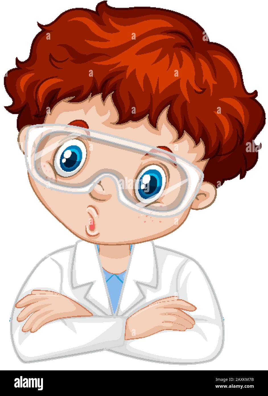 Boy in science gown on white background illustration Stock Vector Image ...