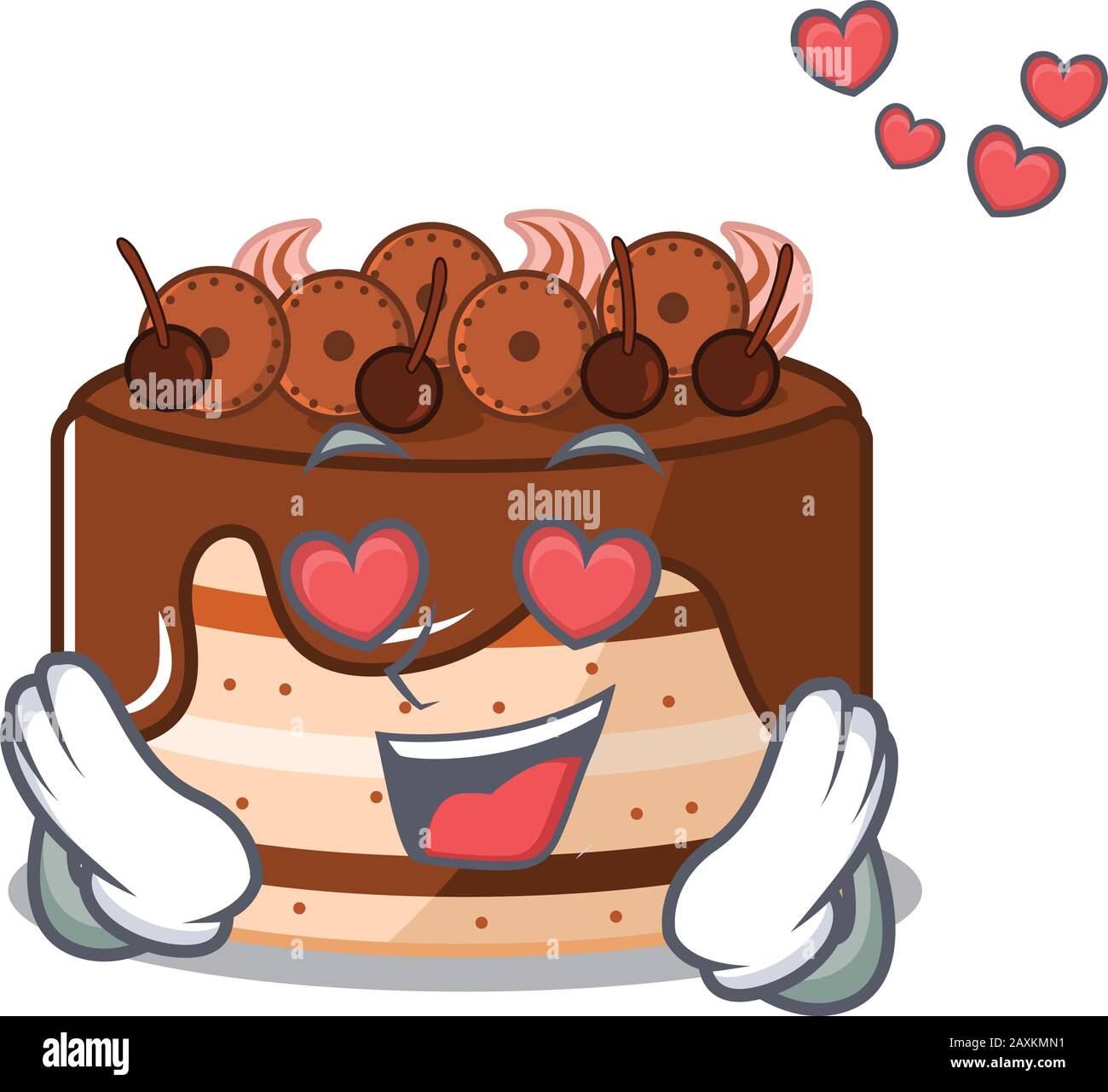 Romantic falling in love chocolate cake cartoon character concept Stock ...