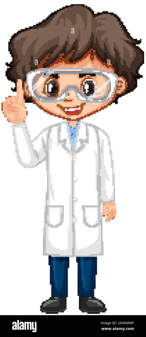 Boy in science gown on white background illustration Stock Vector Image ...