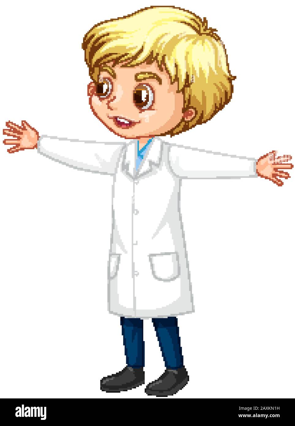 Boy in science gown on white background illustration Stock Vector Image ...
