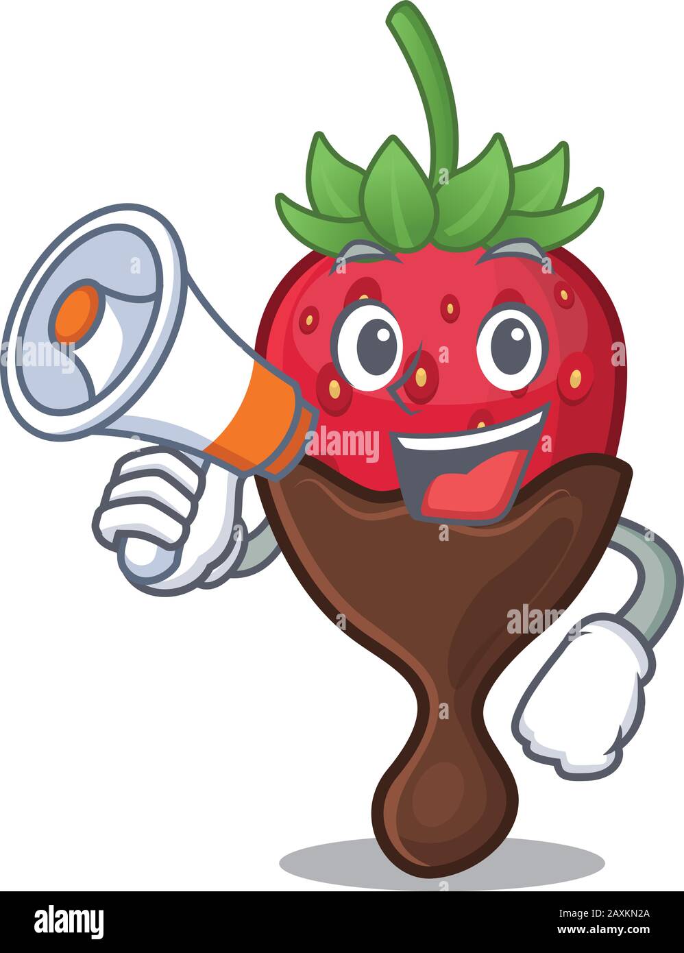A mascot of chocolate strawberry speaking on a megaphone Stock Vector ...