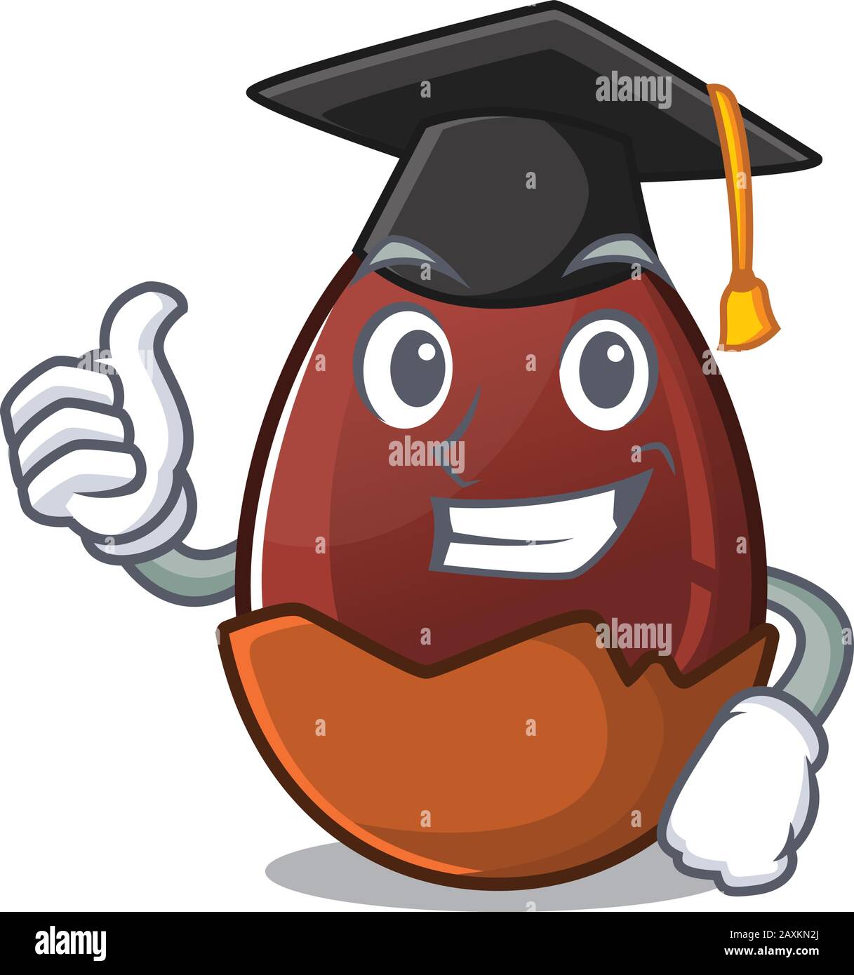 happy and proud of chocolate egg wearing a black Graduation hat Stock ...