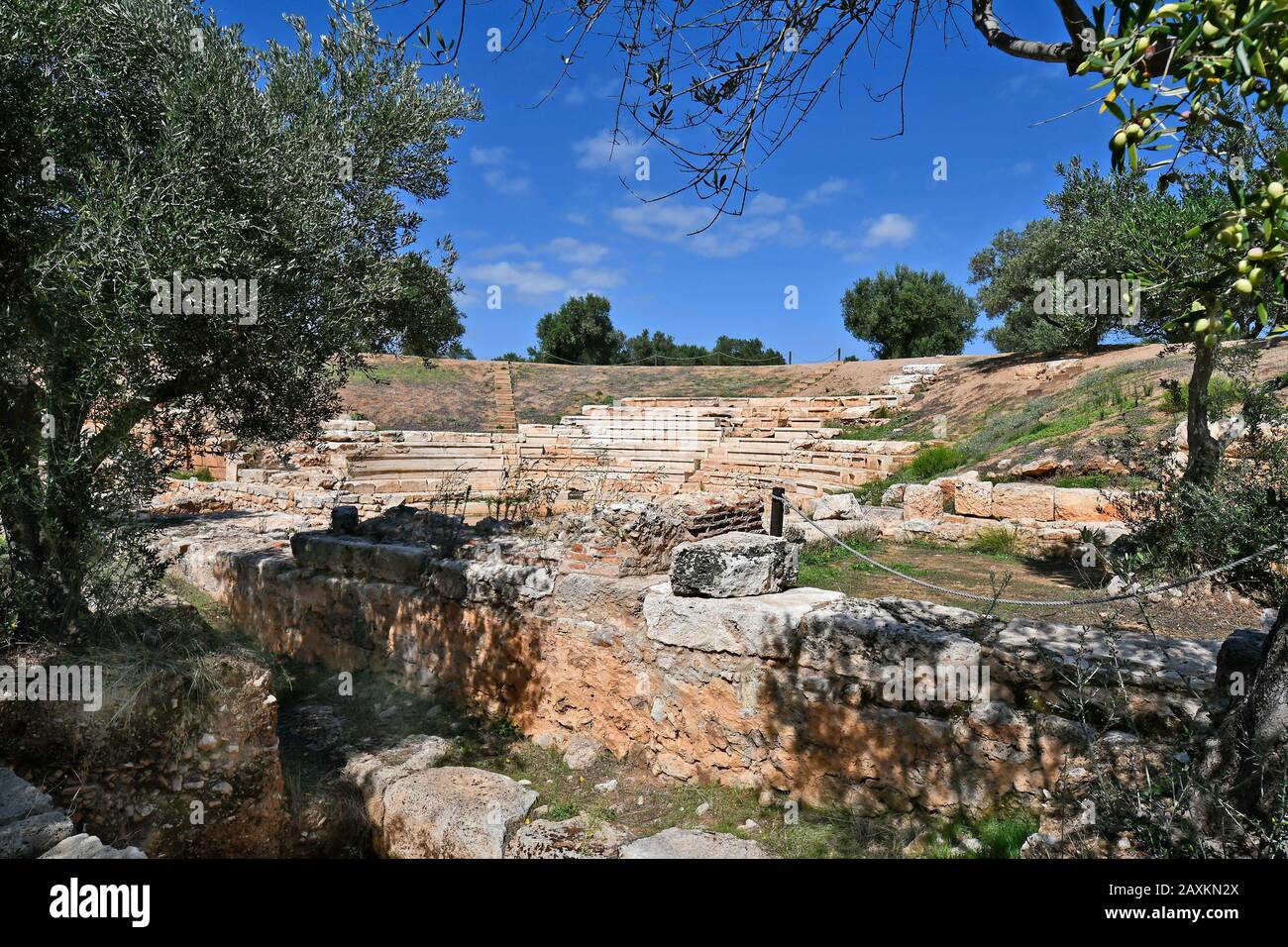 Greece, amphitheater in ancient Minoan ruins of Aptera in Crete Stock ...