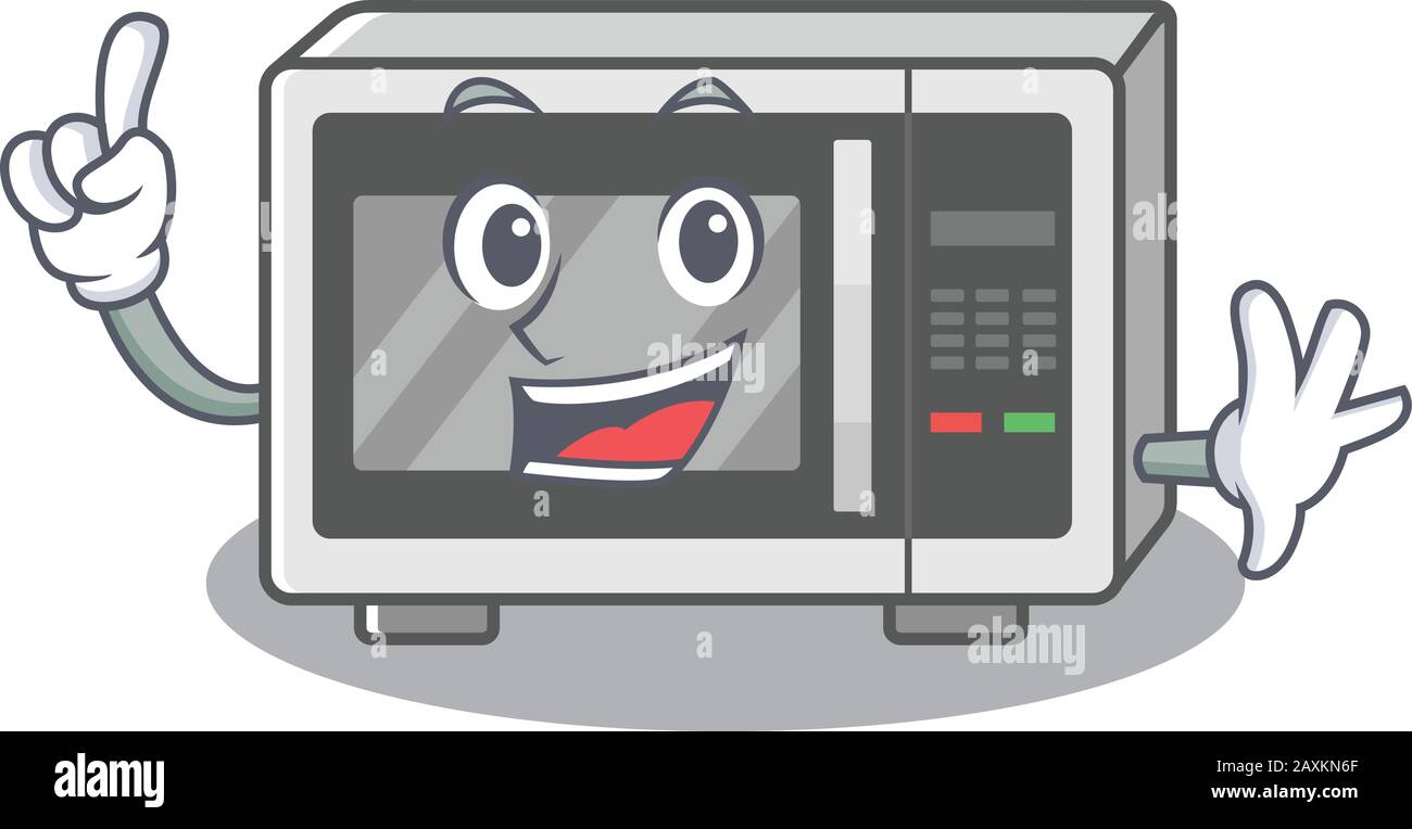 mascot cartoon concept microwave in One Finger gesture Stock Vector ...