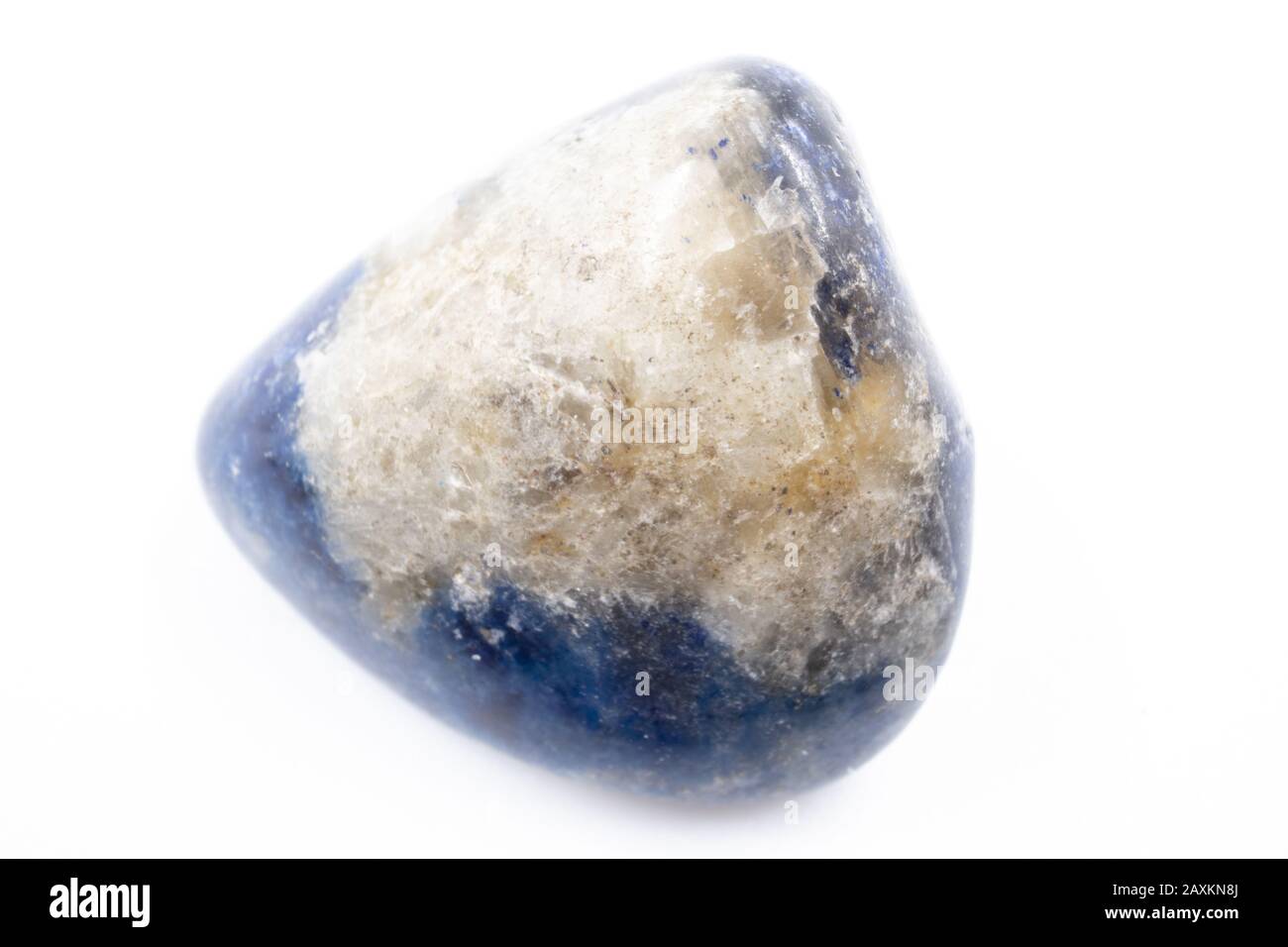 White and blue natural mineral stone against a white background Stock ...
