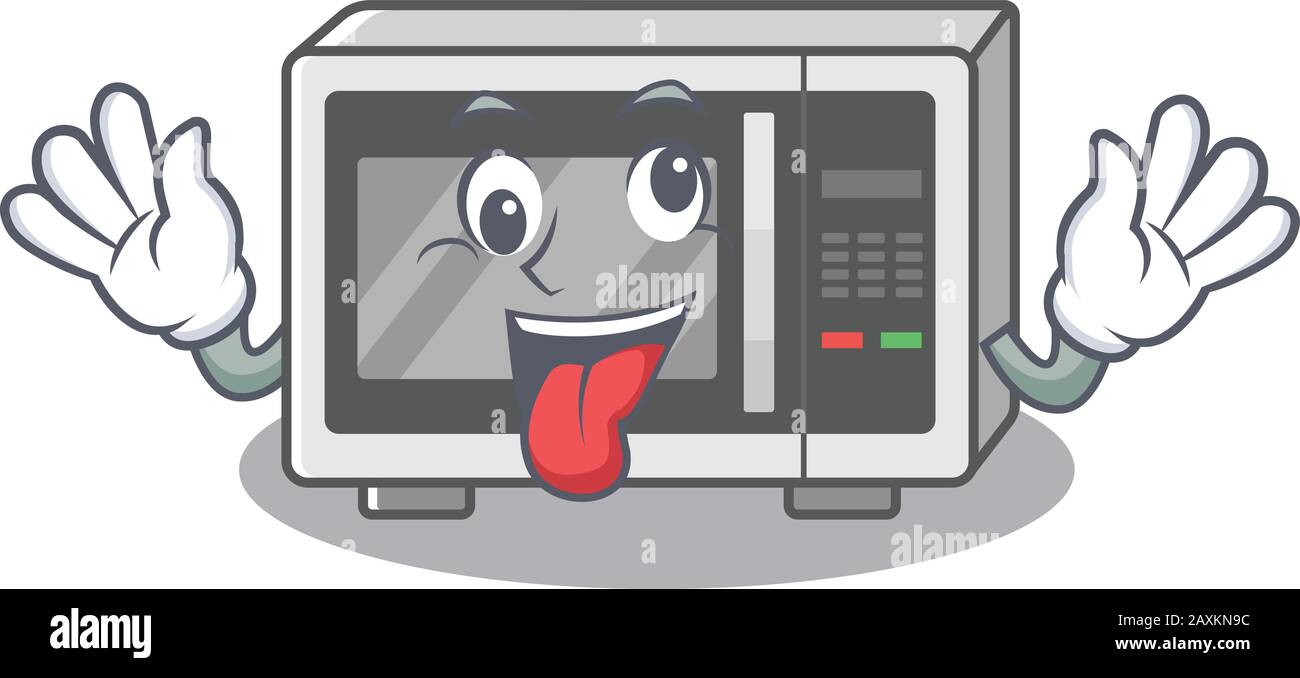 Cute sneaky microwave Cartoon character with a crazy face Stock Vector ...