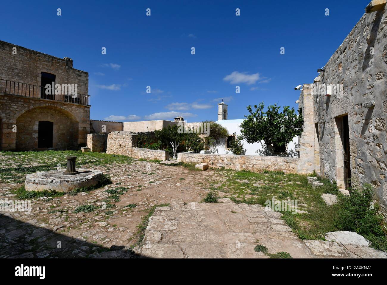 Greece, ancient Minoan ruins and chapel in Aptera, Crete Island Stock ...