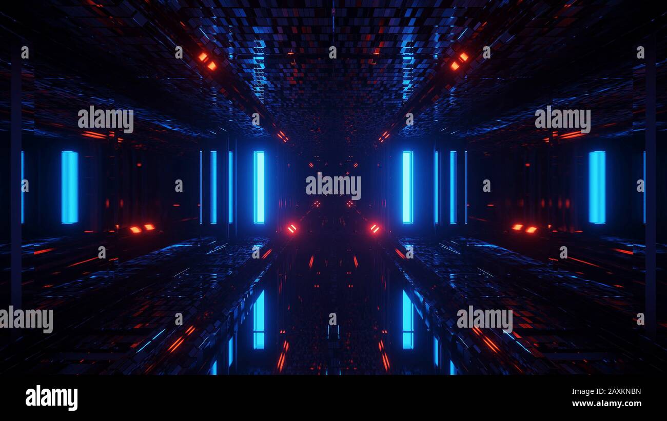 Cool futuristic background with red and blue flashing lights Stock ...