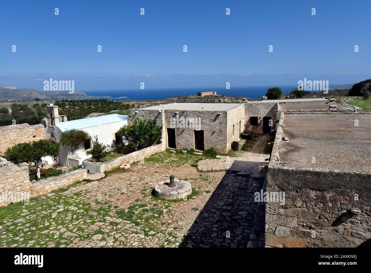 Greece, ruin of monastery of St. John the Theologian, chapel and ...