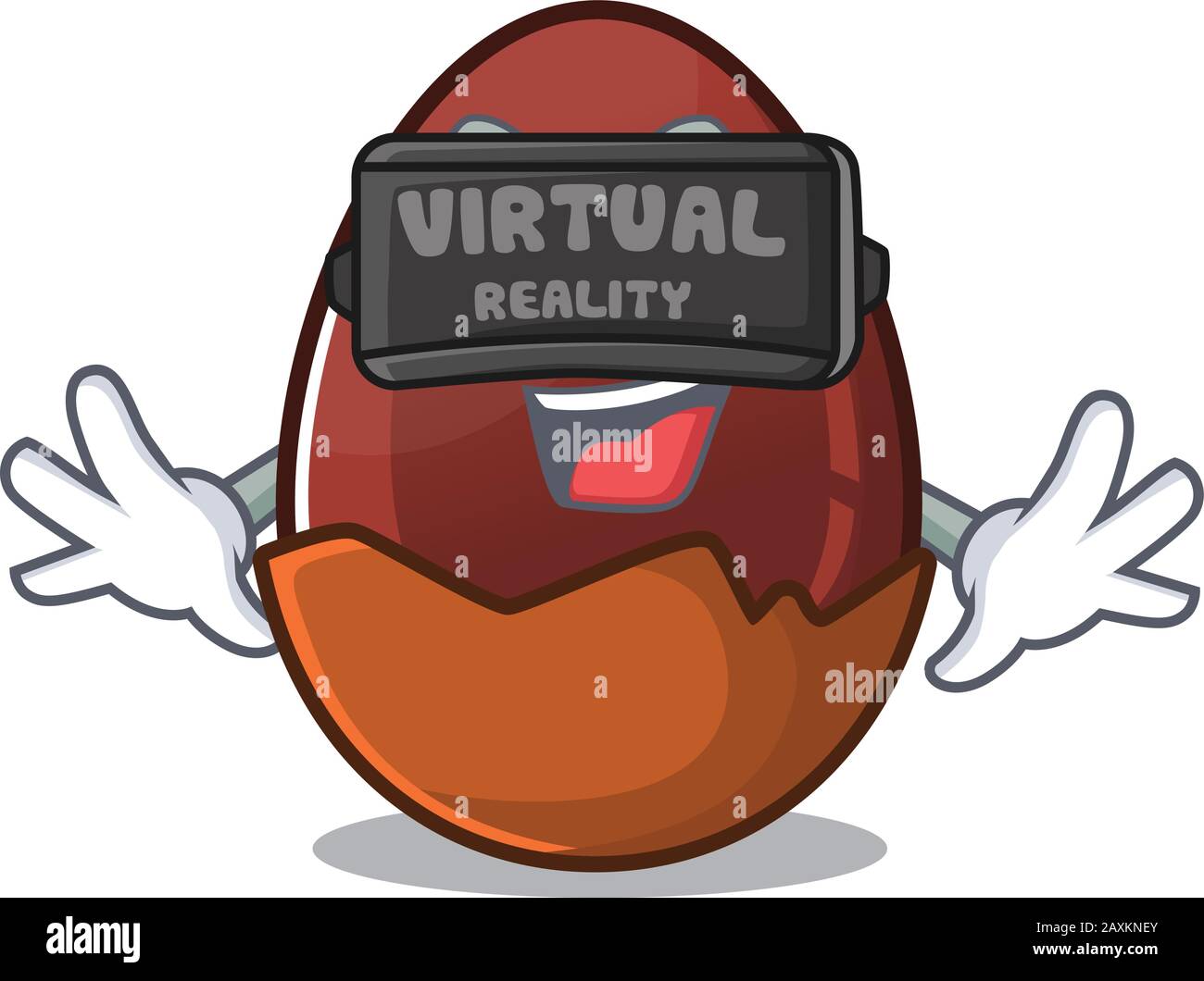 A Picture of chocolate egg character wearing Virtual reality headset ...