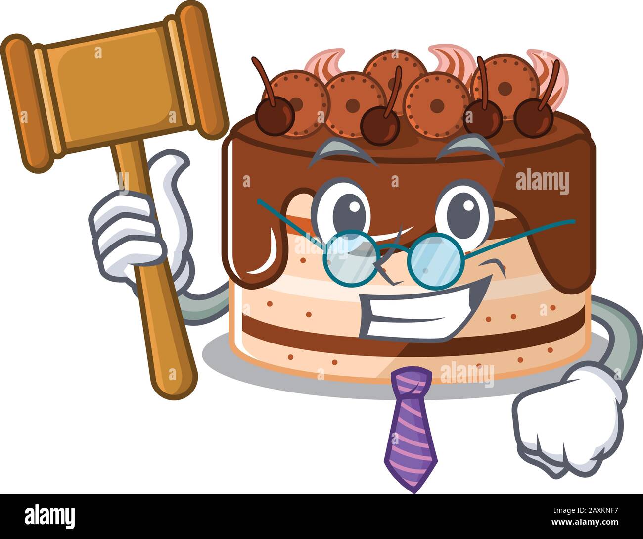 Smart Judge chocolate cake in mascot cartoon character style Stock ...