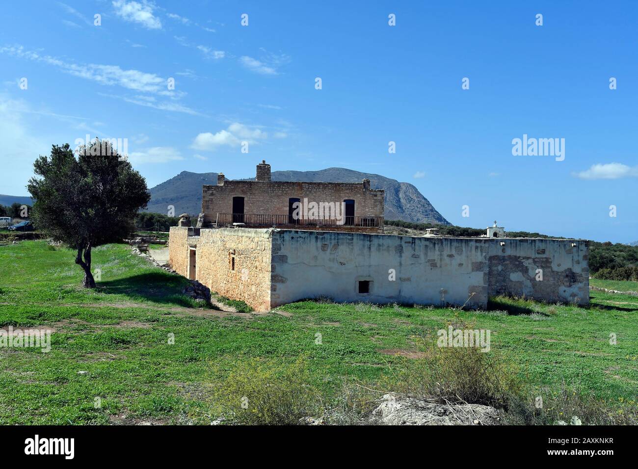 Greece, old monastery St. John the Theologian in ancient archaelogical ...