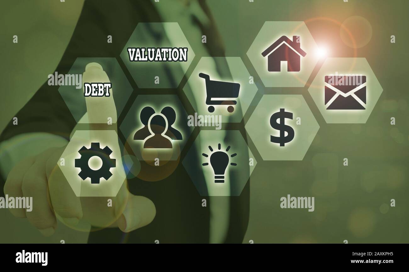 Writing Note Showing Debt Valuation Business Concept For Process Of Determining The Current