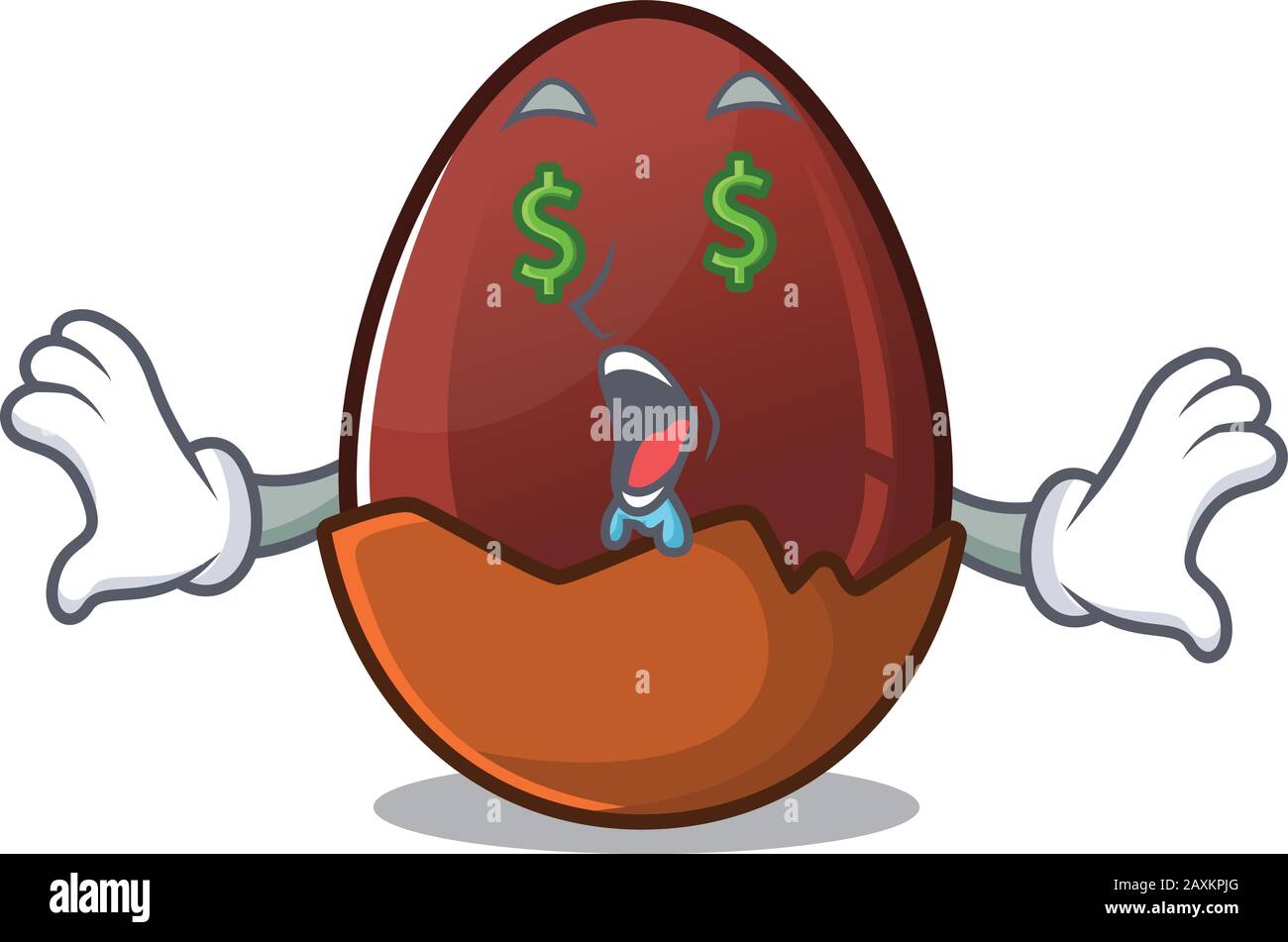 Happy rich chocolate egg cartoon character with Money eye Stock Vector ...