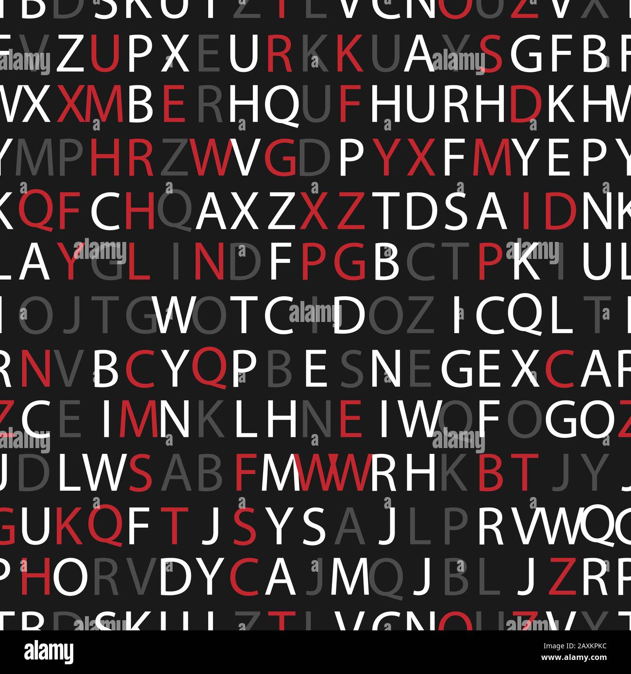 Red, gray and white letters. Letters of the alphabet in random order on ...