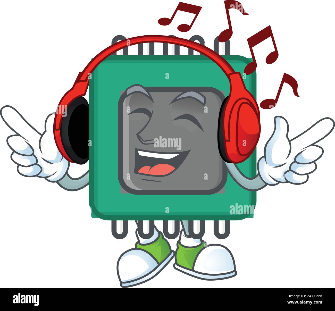 RAM cartoon character design Listening music on a headset Stock Vector ...