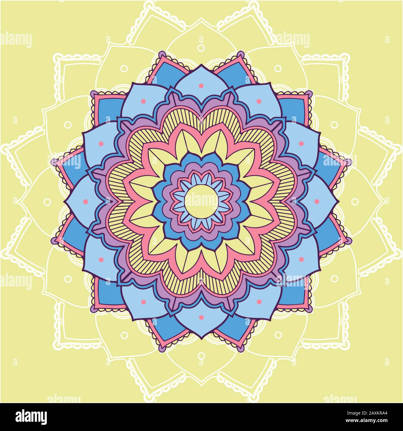 Mandala patterns on yellow background illustration Stock Vector Image ...