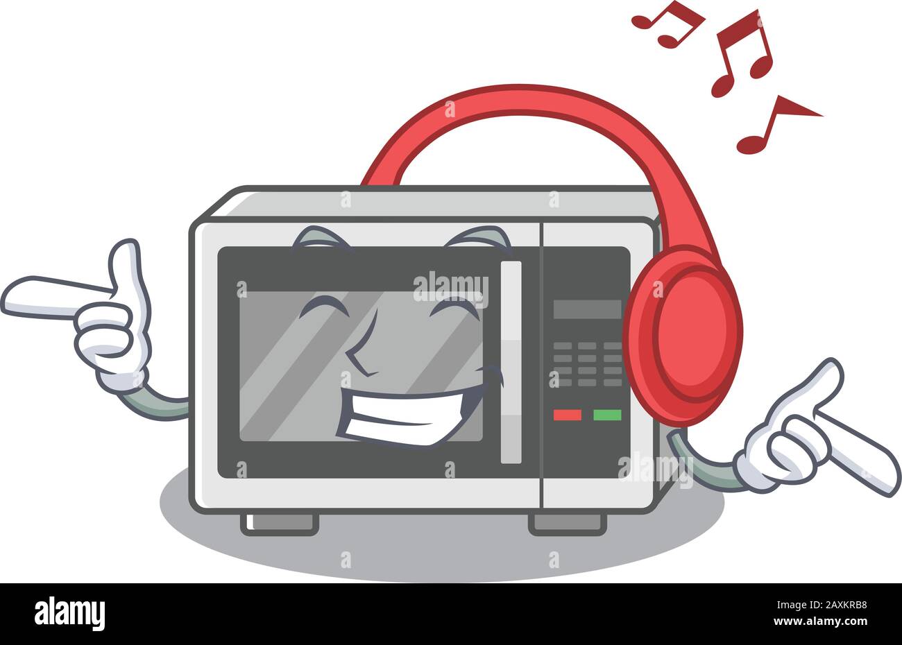 Listening music microwave in cartoon character concept Stock Vector ...