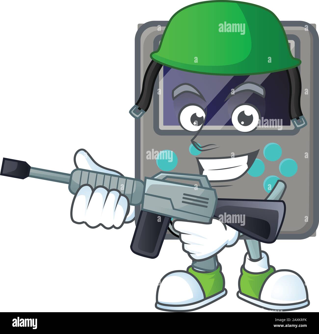 Game console mascot design in an Army uniform with machine gun Stock ...