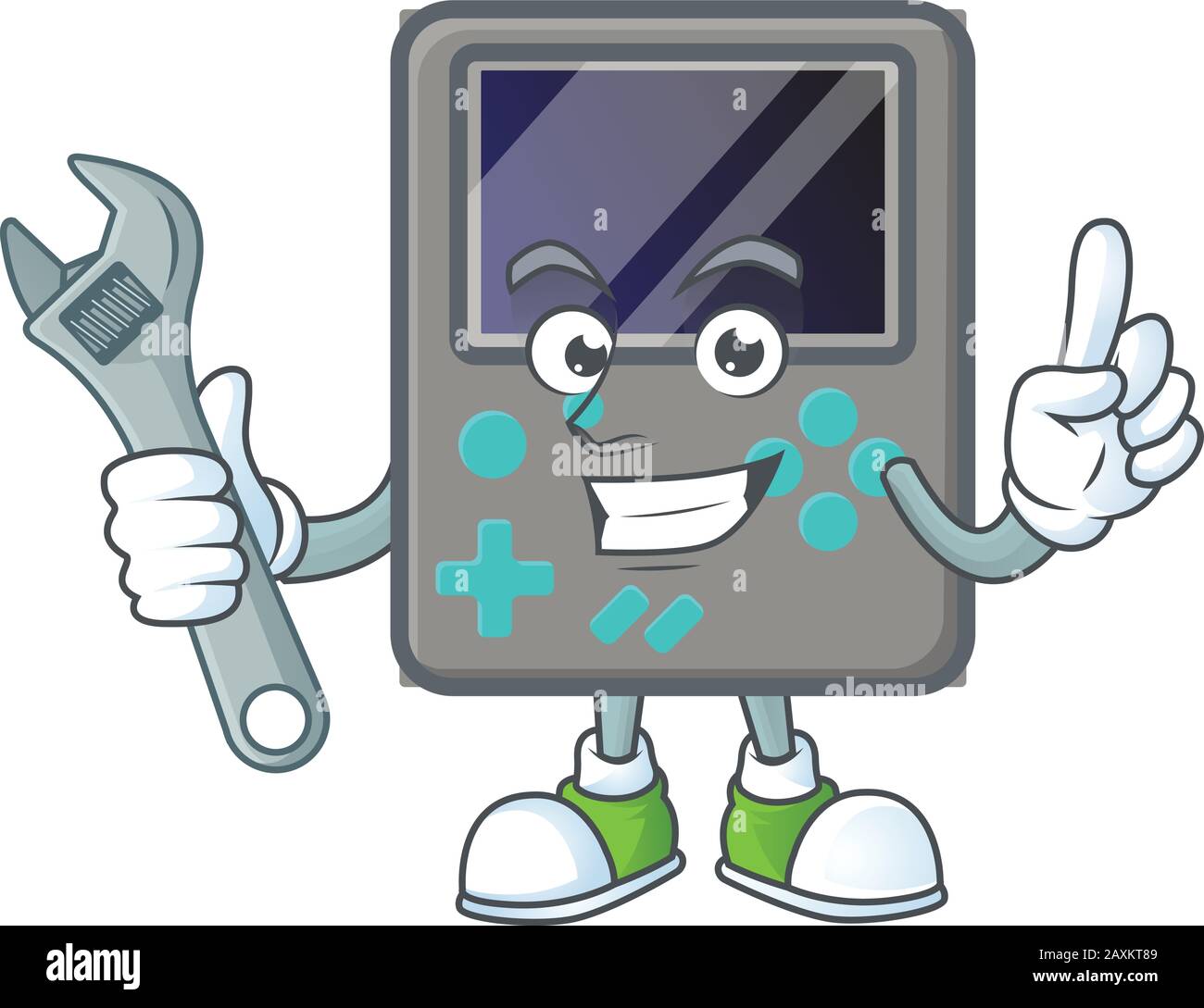 happily Mechanic game console cartoon character design Stock Vector ...