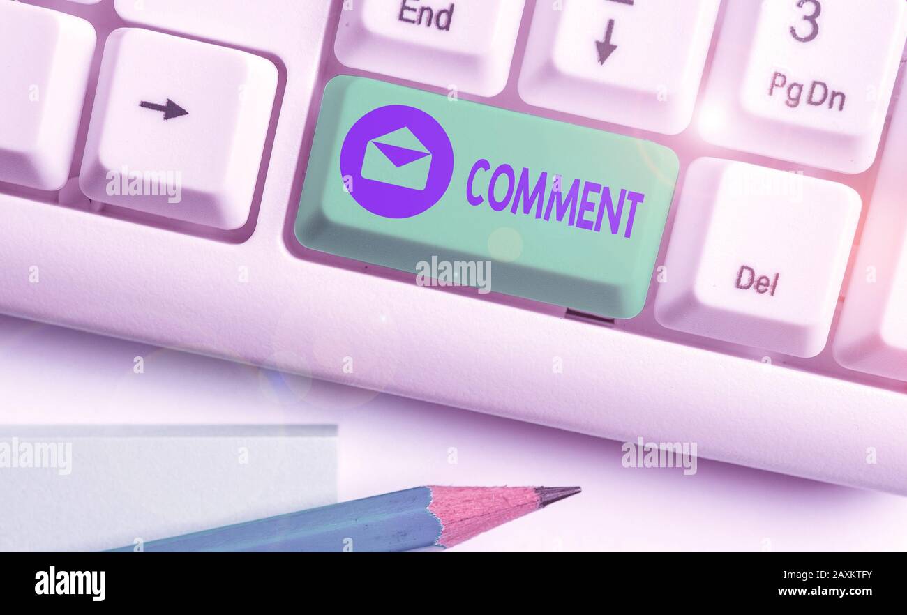 Word writing text Comment. Business photo showcasing Verbal Written ...