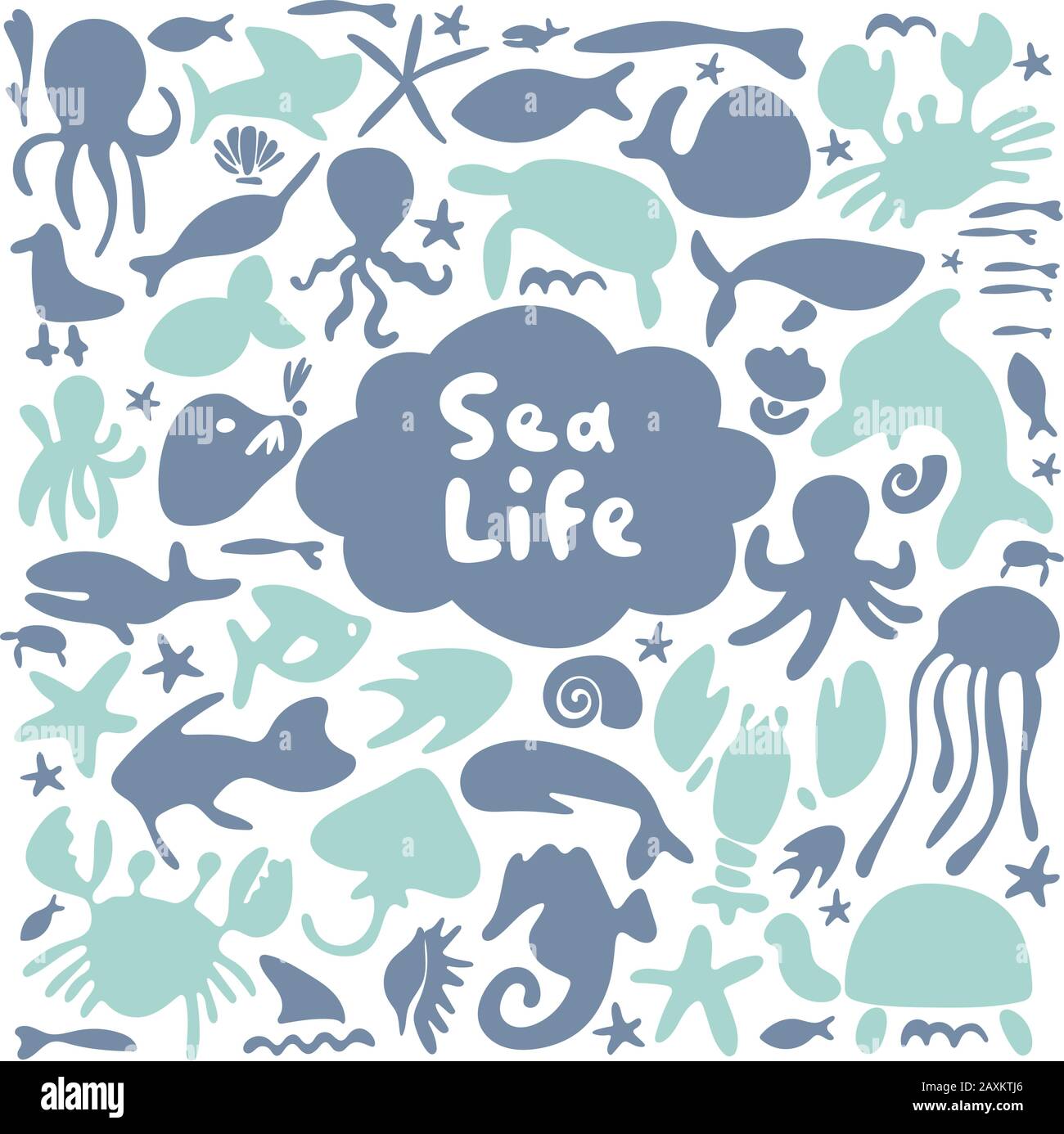 Sea world life doodle Stock Vector Images - Alamy