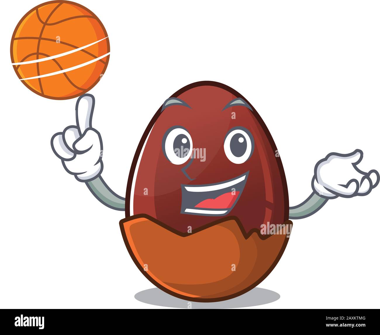 A mascot picture of chocolate egg cartoon character playing basketball ...