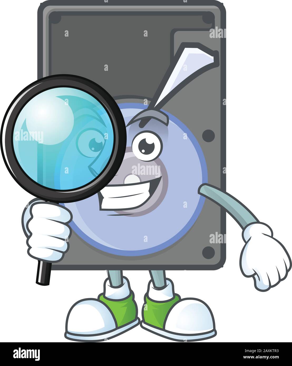 A famous of one eye hard disk Detective cartoon character design Stock ...