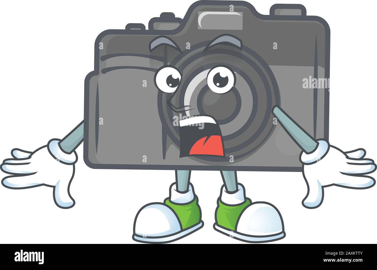 cartoon character design of digital camera with a surprised gesture ...