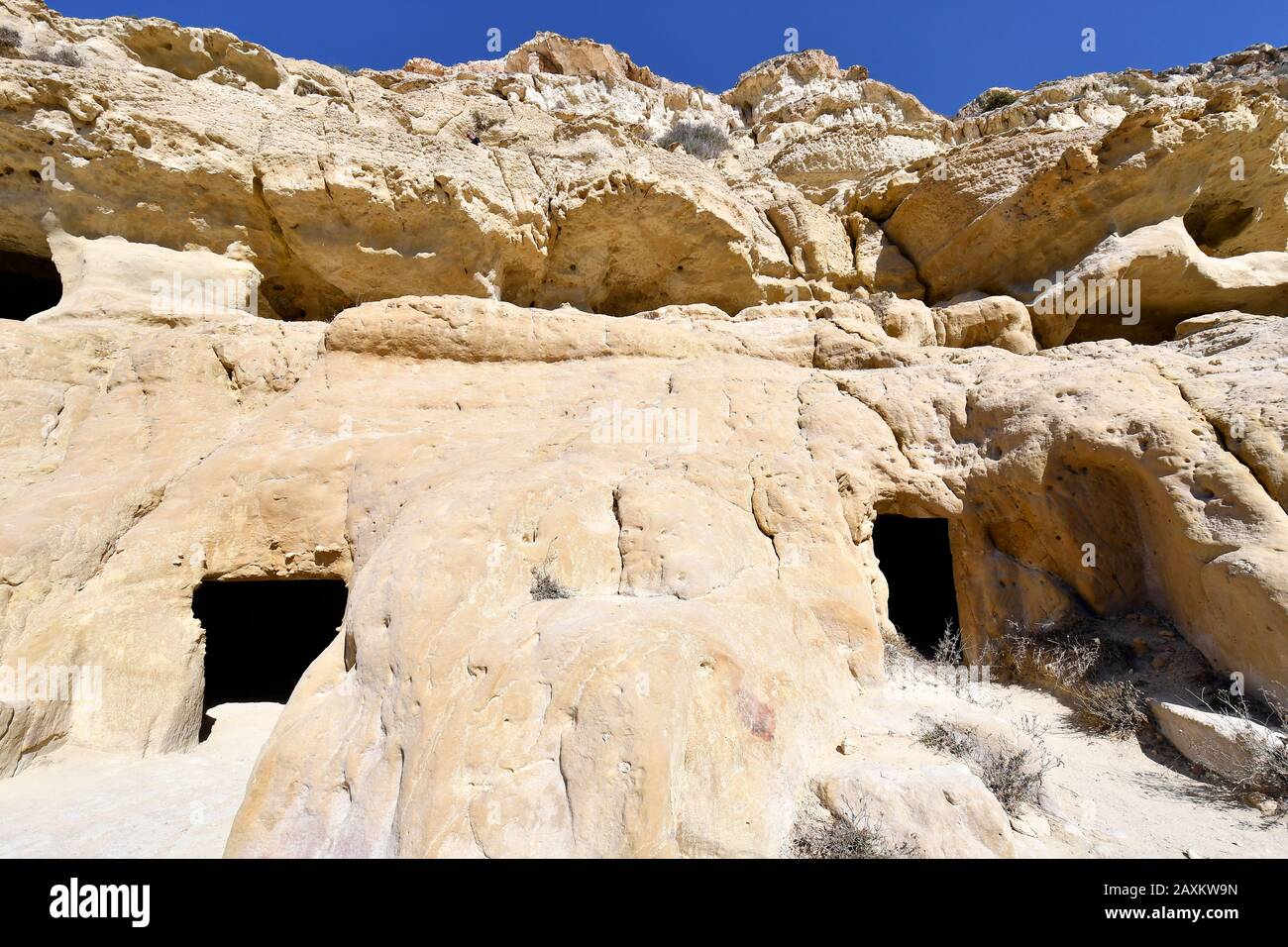 Greece, Crete Island, ancient tombs on hill in Matala Stock Photo - Alamy