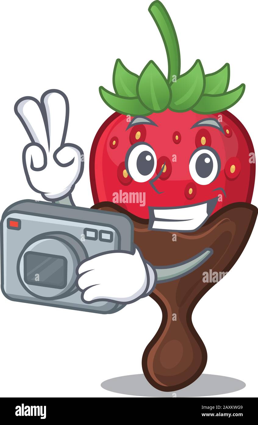 Cool Photographer chocolate strawberry character with a camera Stock ...