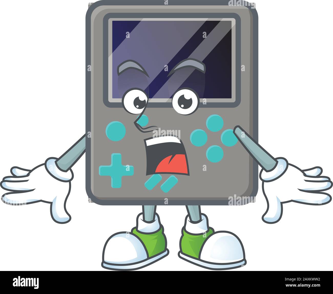 cartoon character design of game console with a surprised gesture Stock ...