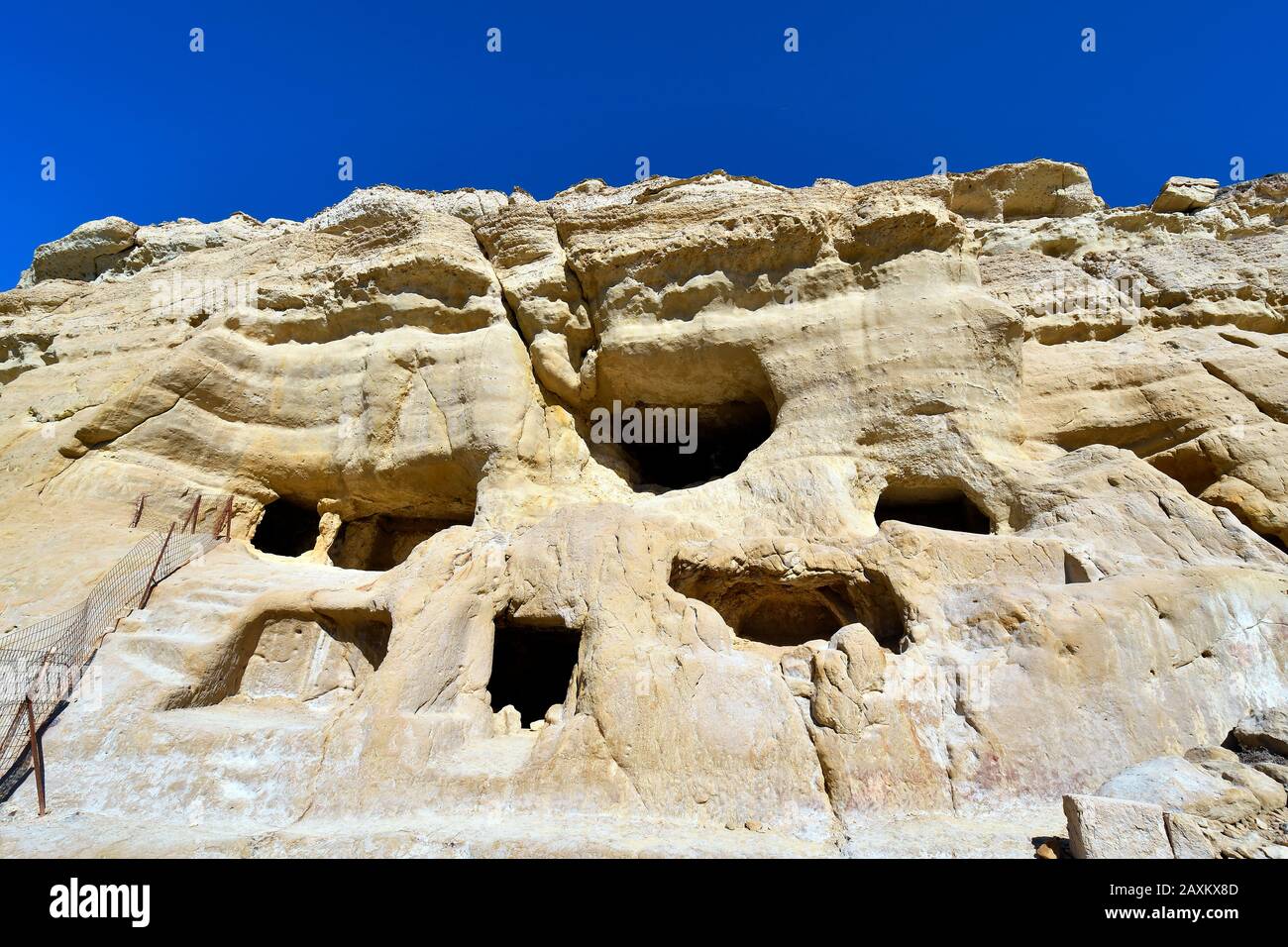 Greece, Crete Island, ancient tombs on hill in Matala Stock Photo - Alamy