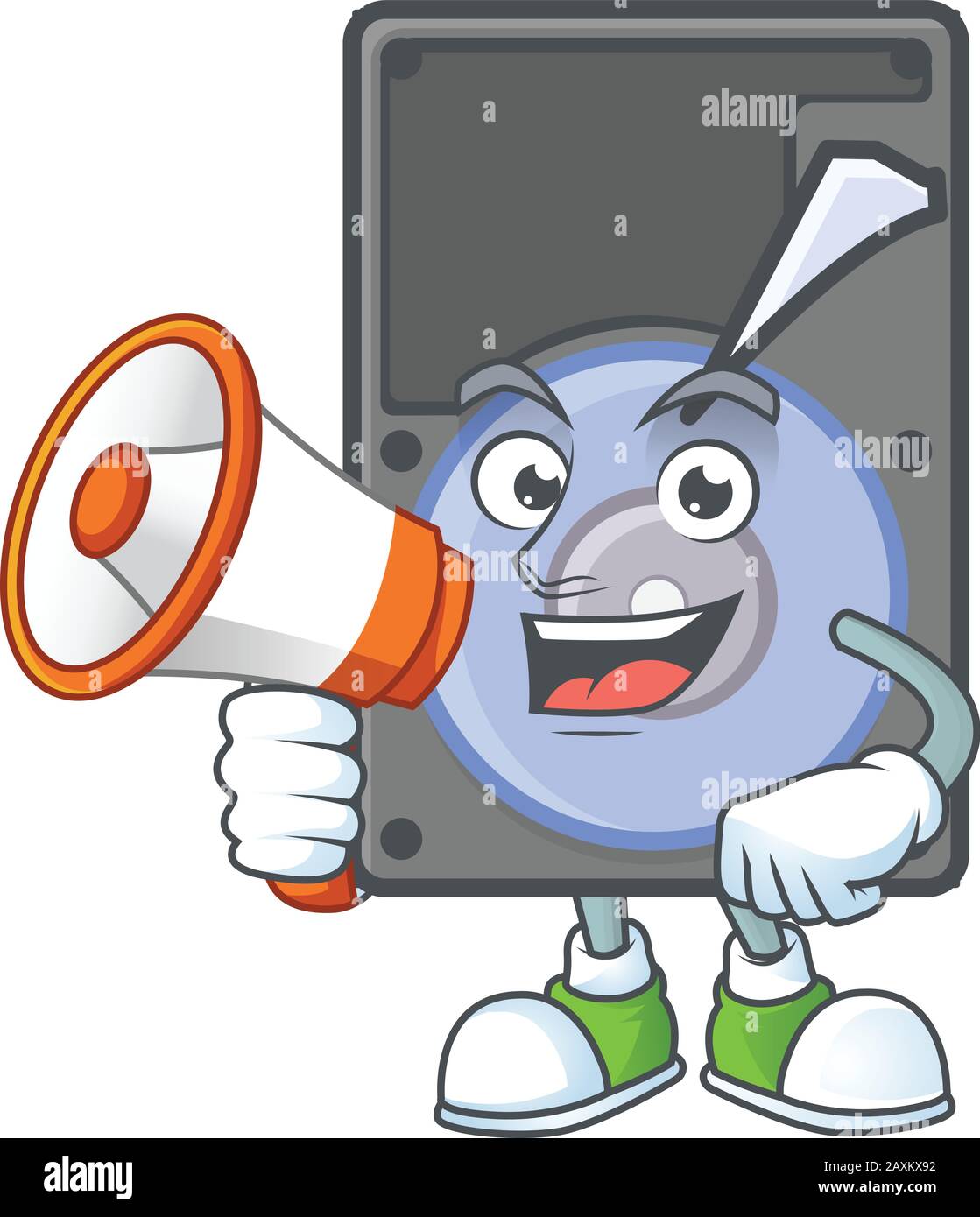 A chilly cartoon character of hard disk with a megaphone Stock Vector ...