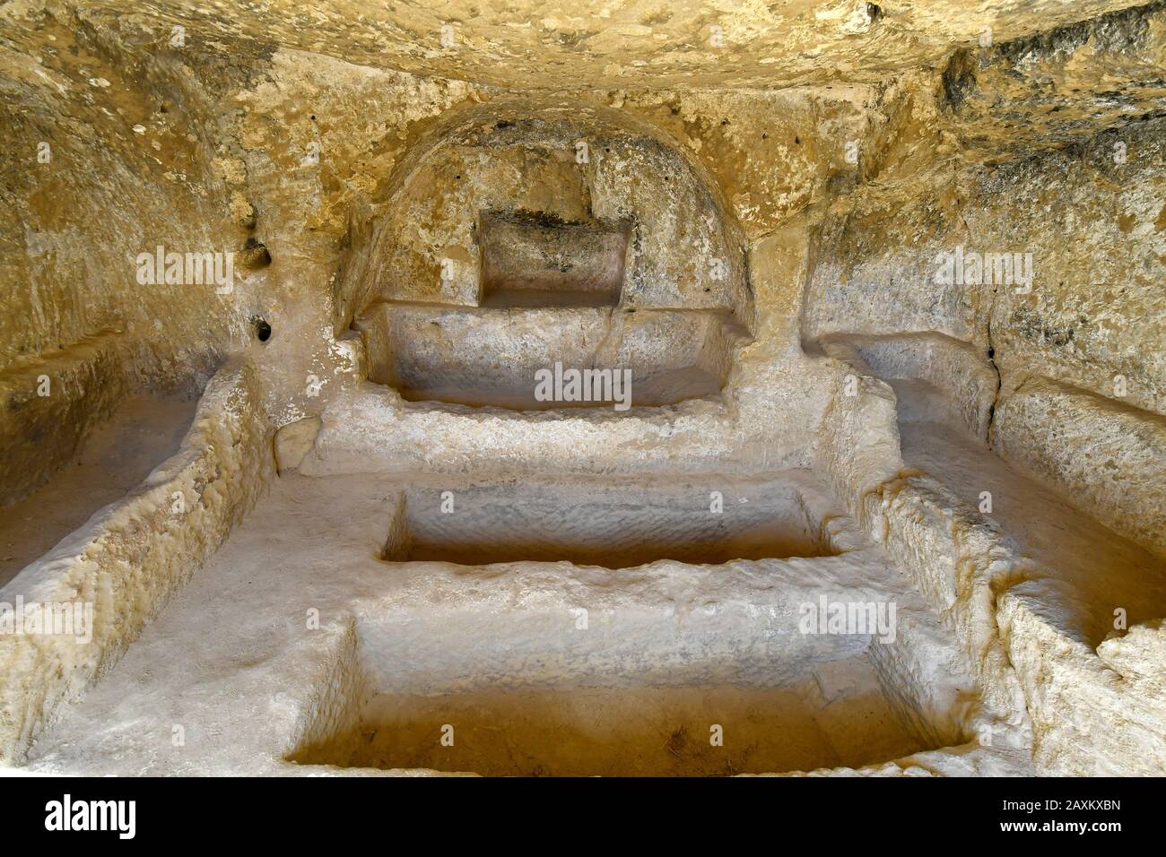 Greece, Crete Island, ancient tombs on hill in Matala Stock Photo - Alamy