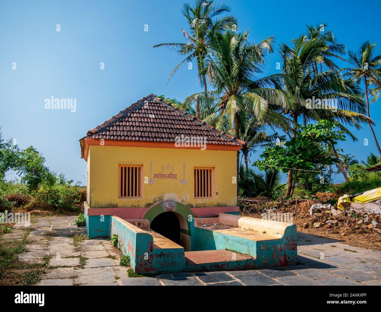 Malvan, India - December 21, 2019 : Old temple of lor Shiva built by Chhatrapati Shivaji on ...