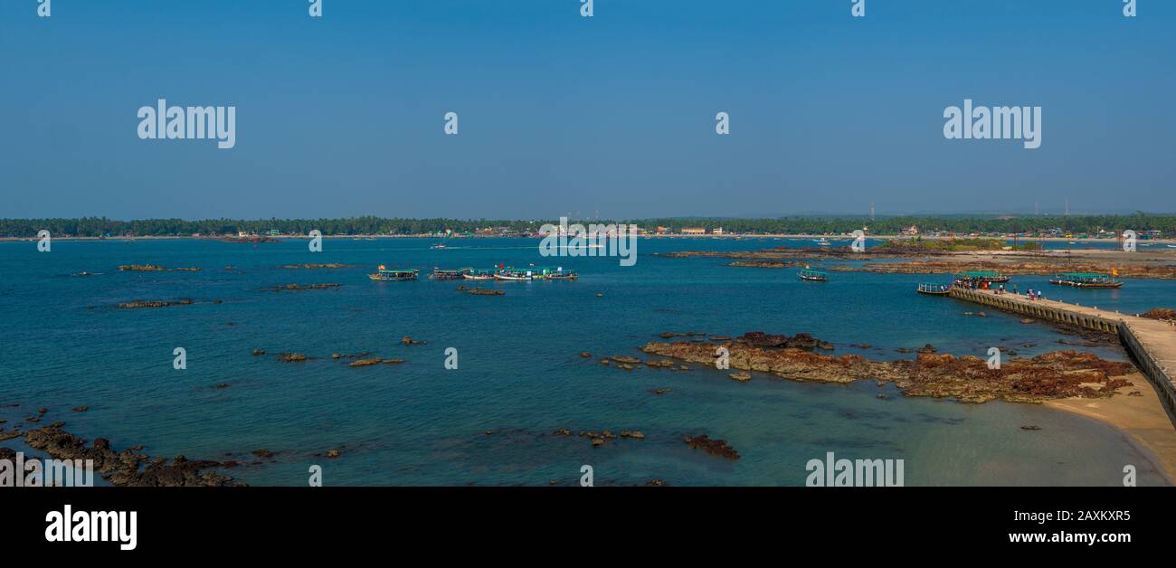 Malvan, India - December 24, 2019 : Panoramic view of Tourist Boats and ...