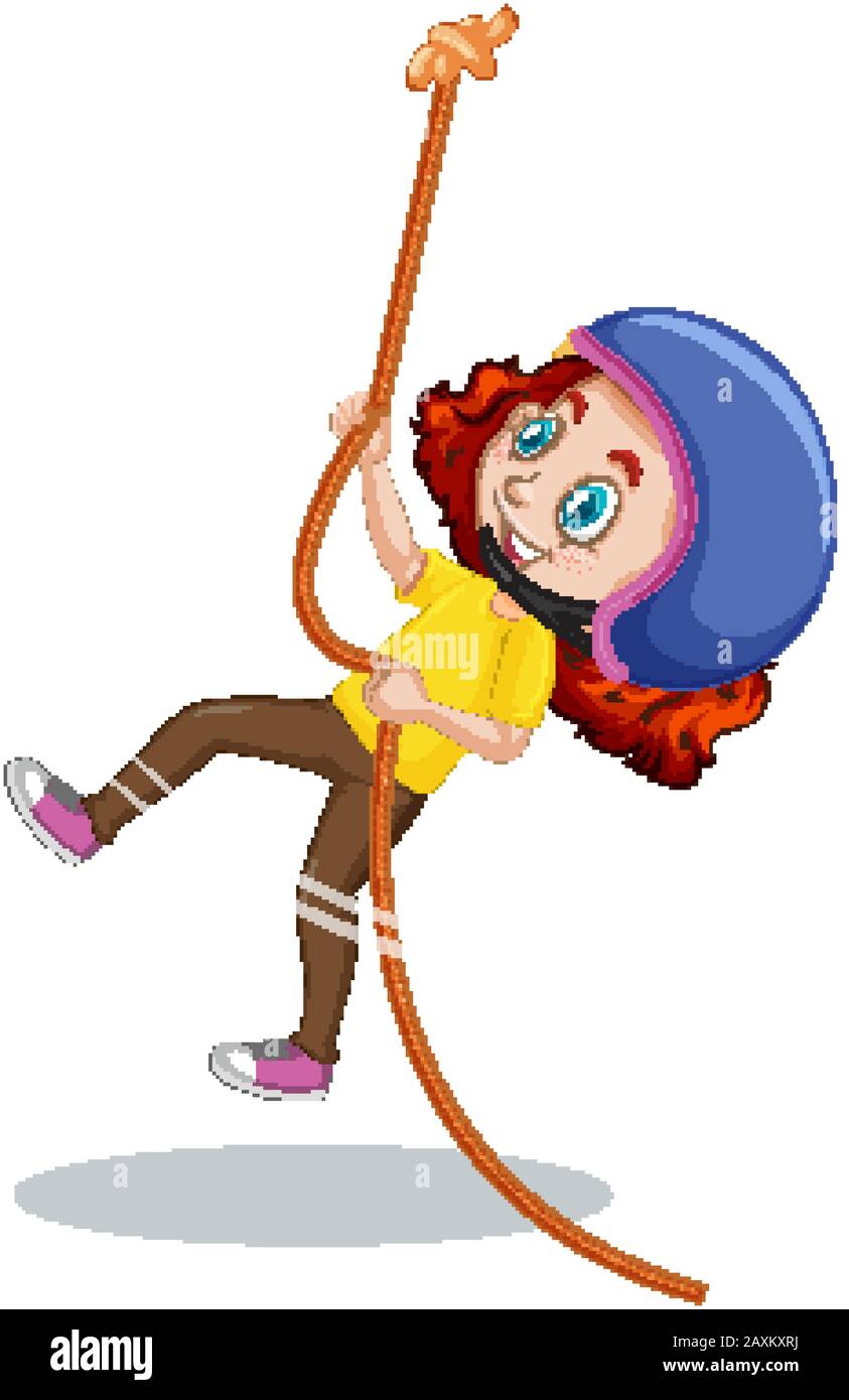 Girl climbing rope on white background illustration Stock Vector Image ...