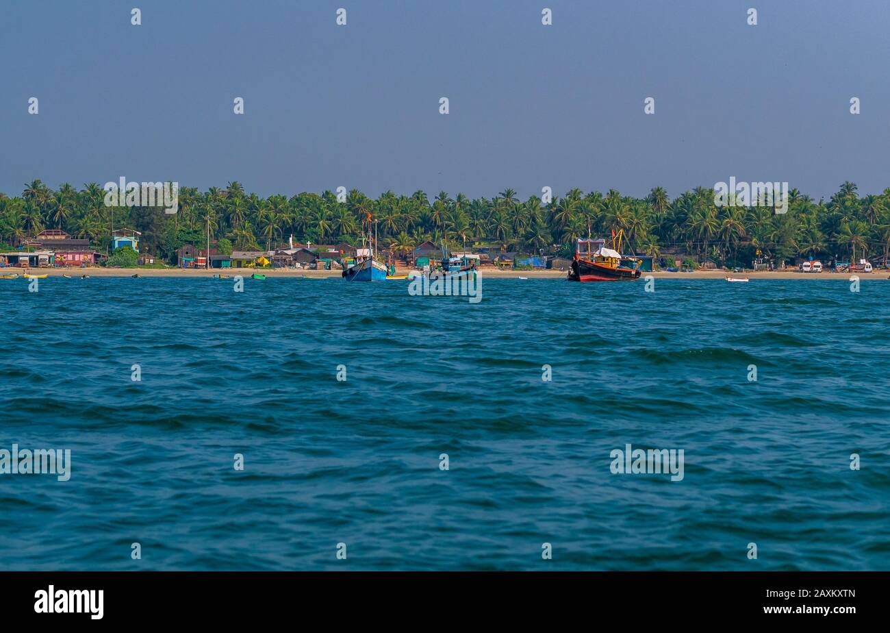 Malvan, India - December 24, 2019 : Tourist Boats and Blue Sea with ...