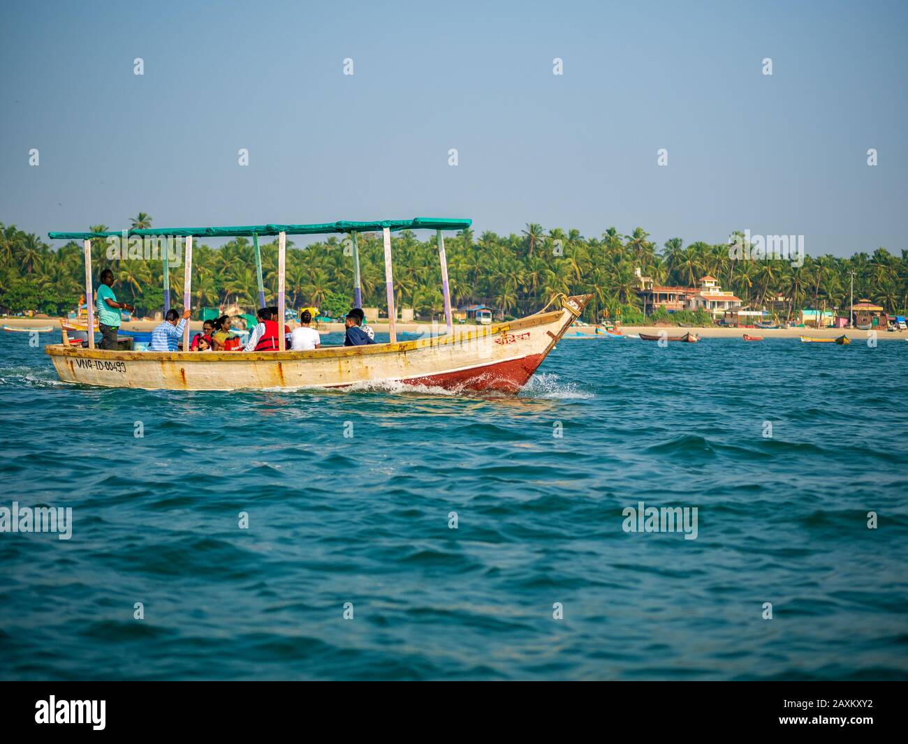 Malvan, India - December 24, 2019 : Tourist Boats and Blue Sea with ...