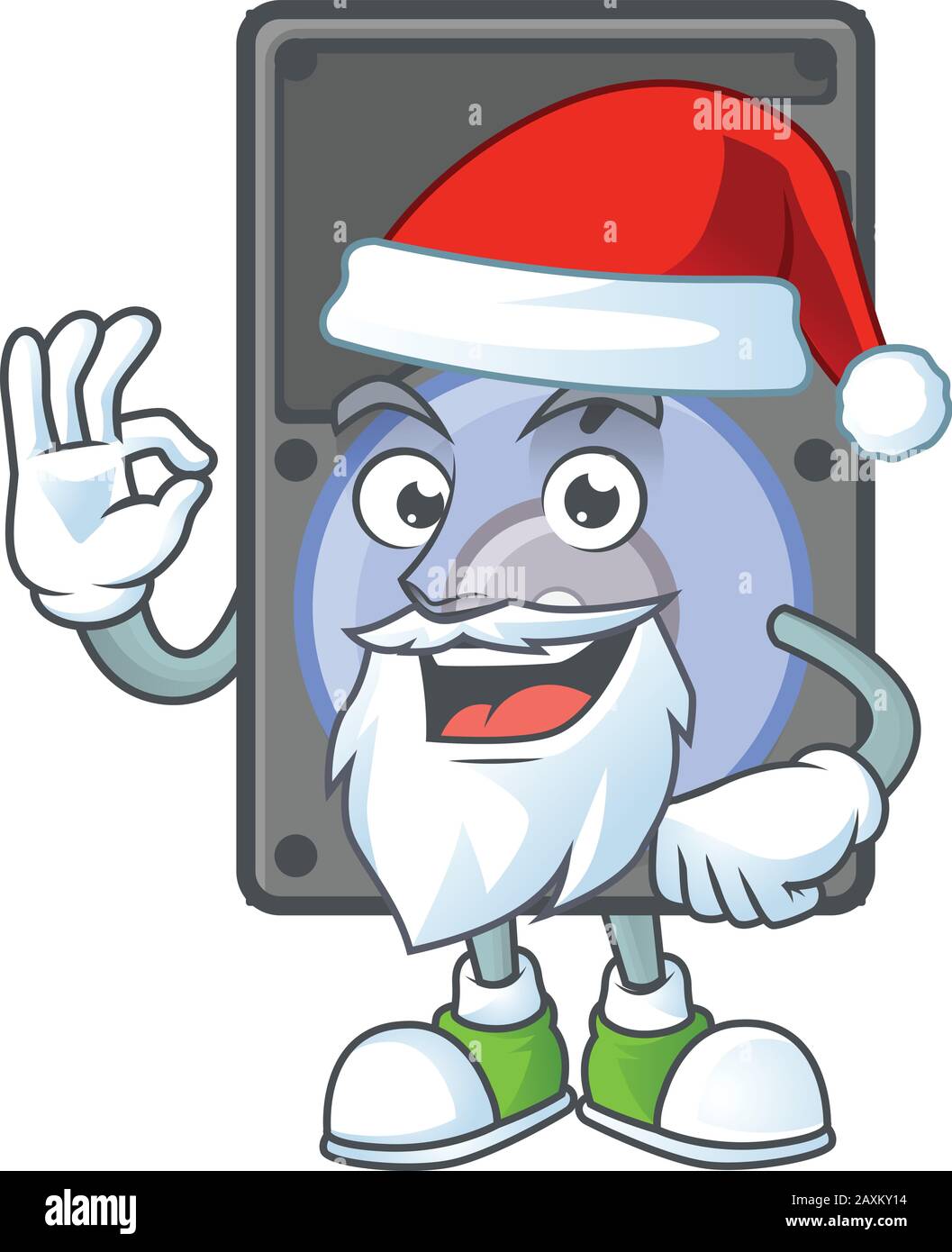 A lovely Santa hard disk mascot picture style with ok finger Stock ...