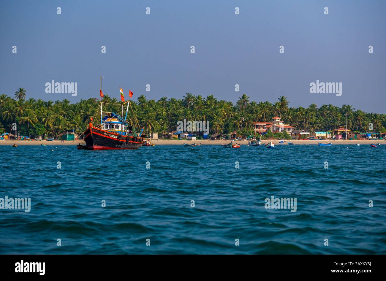 Malvan, India - December 24, 2019 : Tourist Boats and Blue Sea with ...