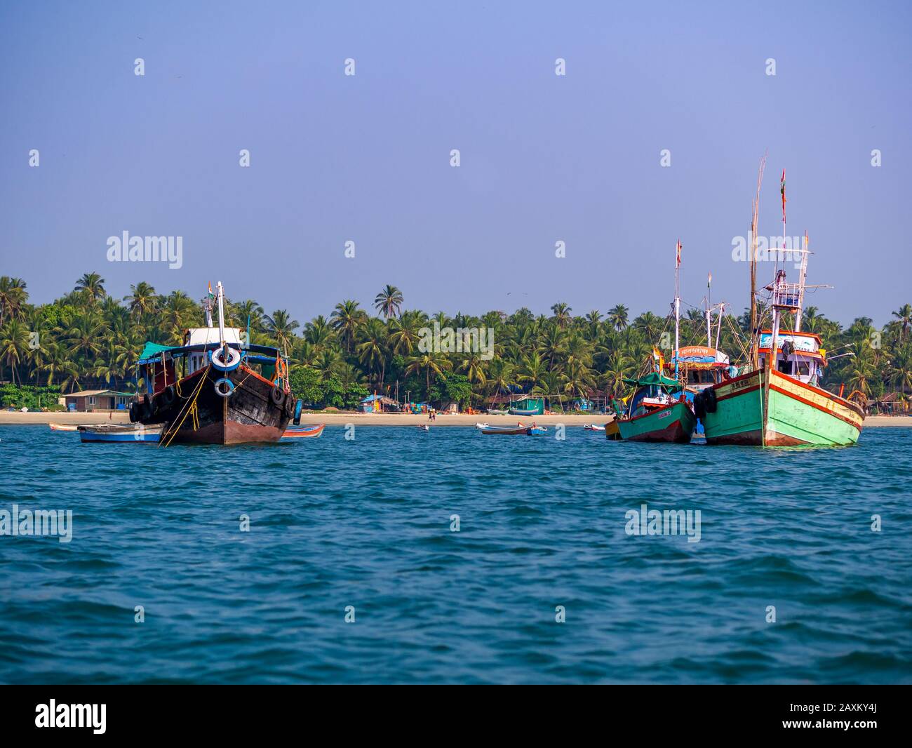 Malvan, India - December 24, 2019 : Tourist Boats and Blue Sea with ...