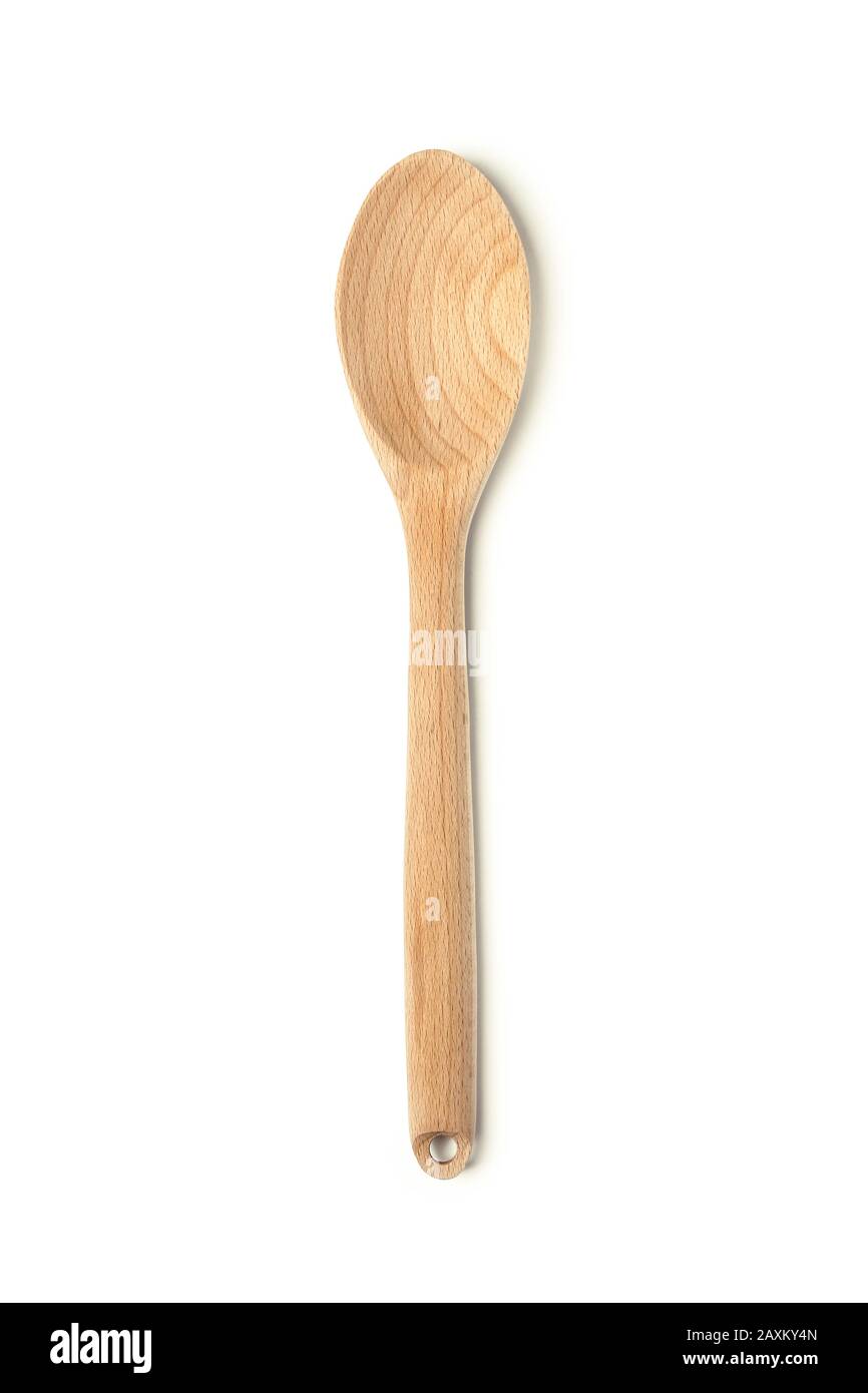 Kitchen wooden spoon isolated on white Stock Photo - Alamy