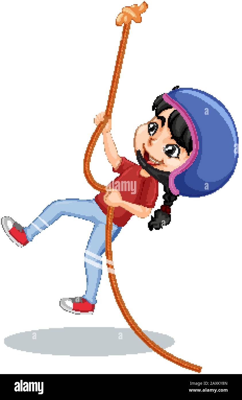 Girl climbing rope on white background illustration Stock Vector Image ...