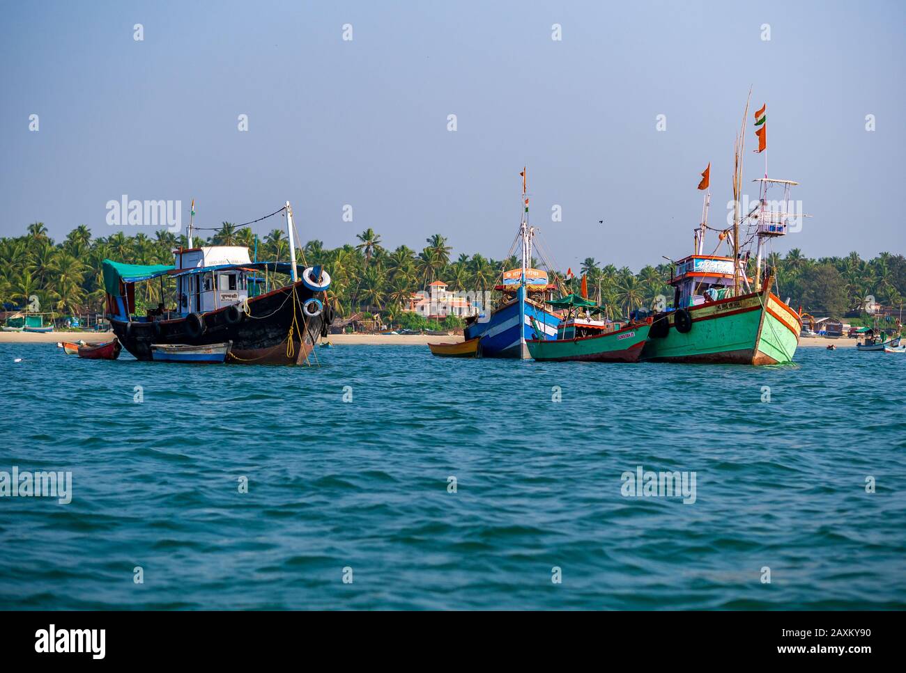 Malvan, India - December 24, 2019 : Tourist Boats and Blue Sea with ...